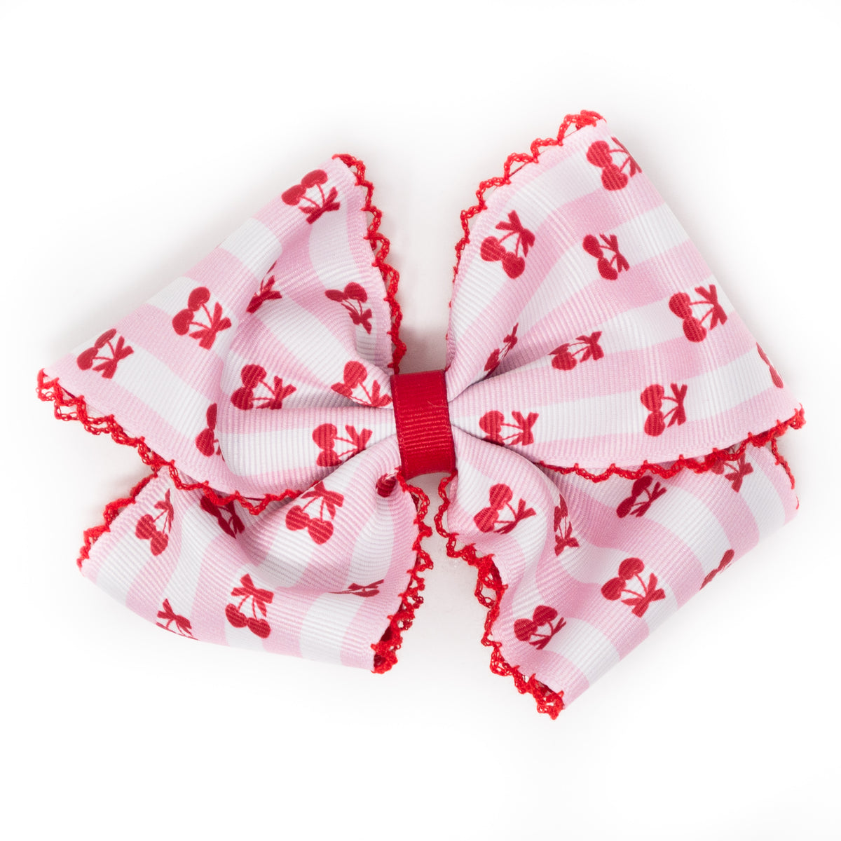Cherry Stripes with Red Moonstitch – Ribbon and Bows Oh My!