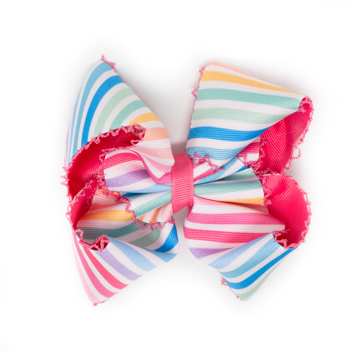 Rainbow School Stripe with Hot Pink Moonstitch – Ribbon and Bows Oh My!