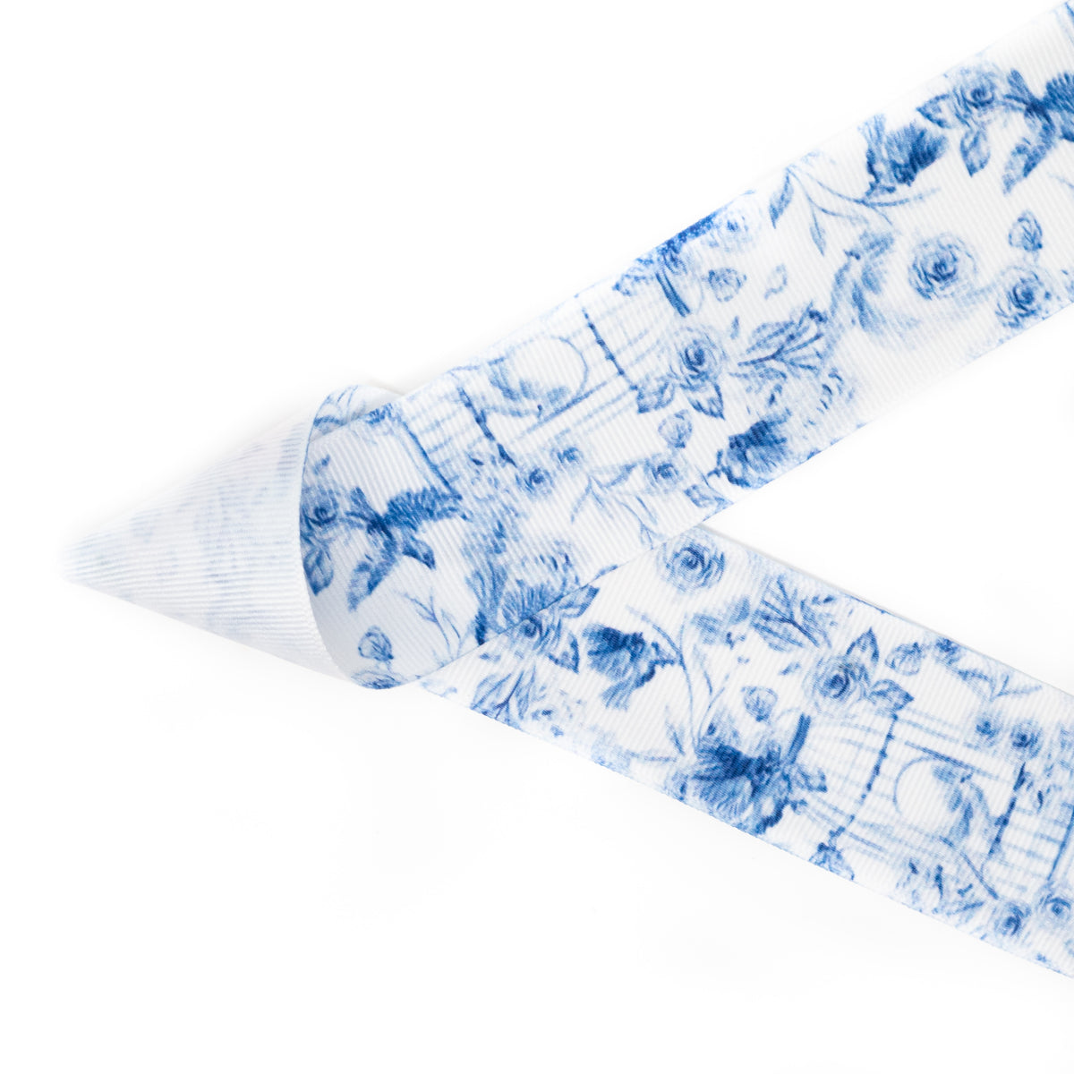 Vintage Blue Bird Toile – Ribbon and Bows Oh My!